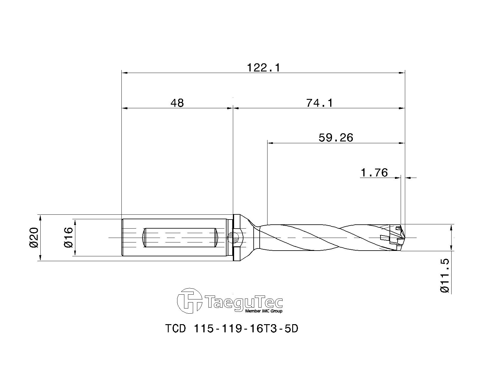 TaeguTec Cutting Tools - Metal Working Tools - TCD-5XD (Weldon Shank ...