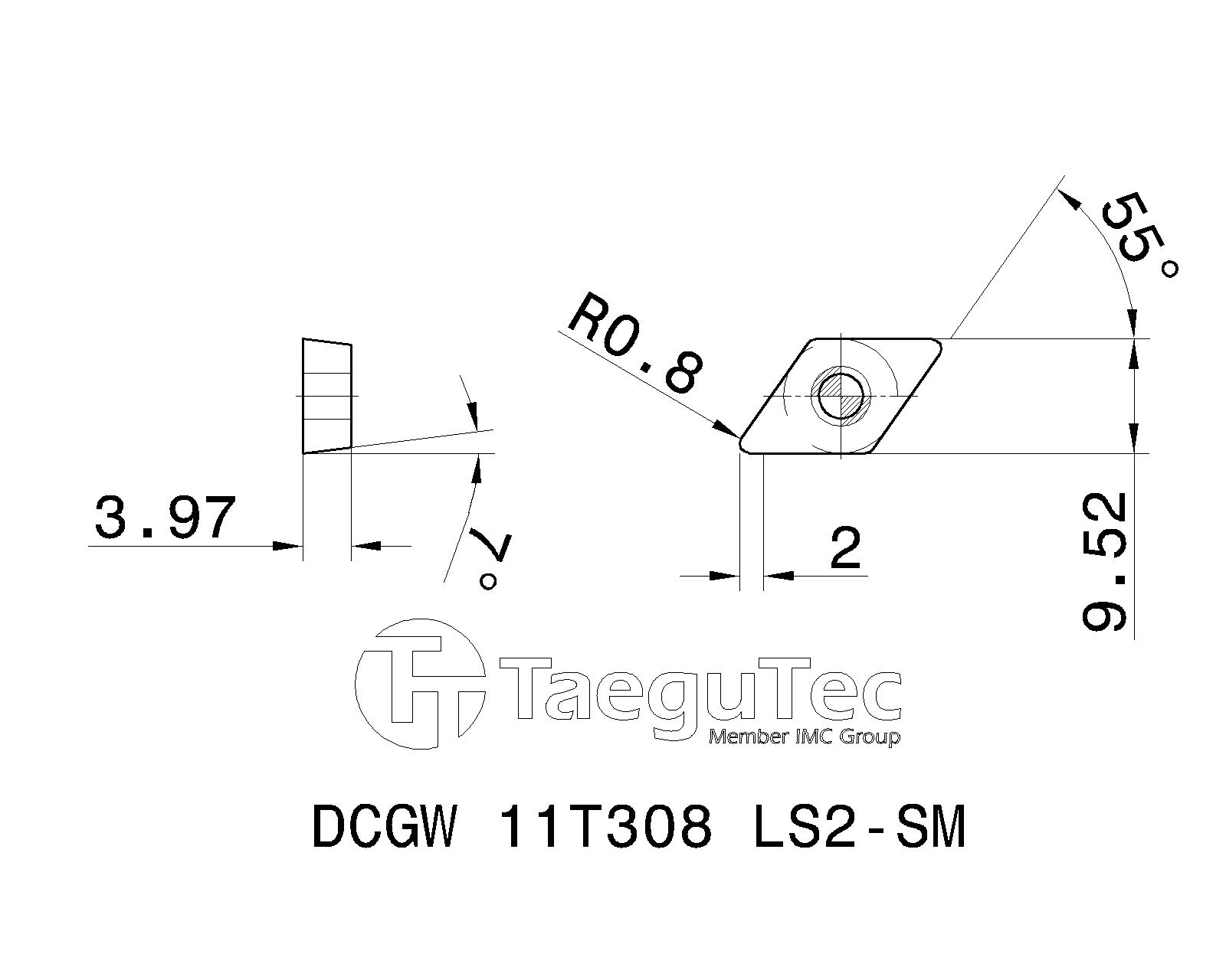 TaeguTec Cutting Tools - Metal Working Tools - DCGW-CBN : 6309301 - DCGW 11T308 LS2-SM
